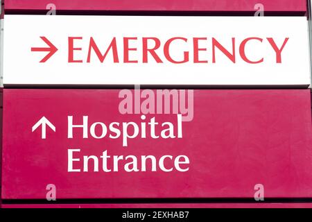 Red Emergency Entrance Sign for a Local Hospital Stock Photo - Alamy