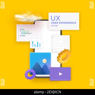 Isometric UI Flowchart. Mockup mobile application concept isometric ...