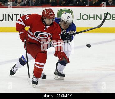 Carolina Hurricanes' Nathan Gerbe (14) skates against Toronto Maple ...
