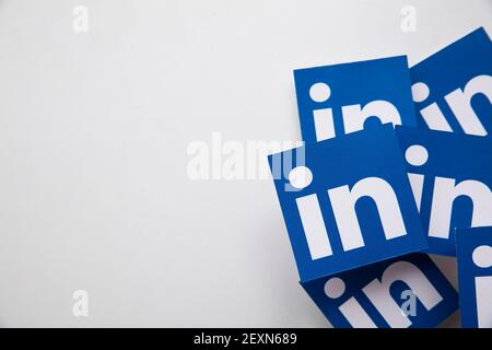 LONDON, UK - March 2021: Linkedin business social networking platform ...