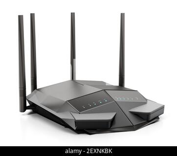 black wifi router isolated on white background Stock Photo - Alamy