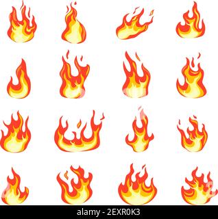 Hot temperature comic dangerous flame fires. Cartoon fire flames. Red ...