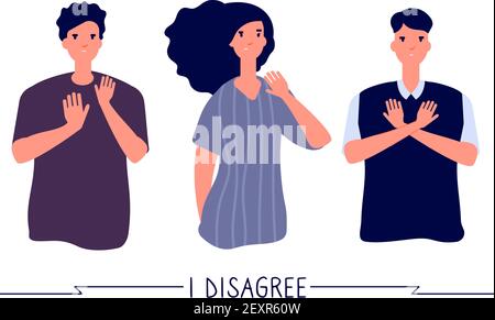 People negative gestures. Person refuse gesture, stop sign body ...