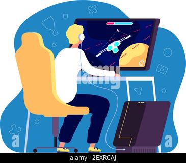 computer monitor pc gaming cartoon vector illustration Stock Vector ...