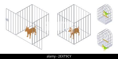 open bird cage cartoon vector illustration Stock Vector Image & Art - Alamy
