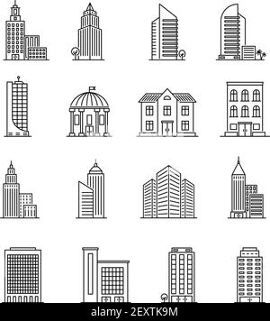 Urban development linear icons set. Gentrification, Redevelopment ...