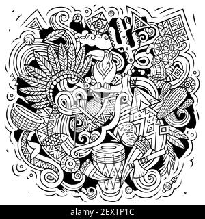 Native American Indian With Tomahawk Coloring Page Stock Vector Image ...