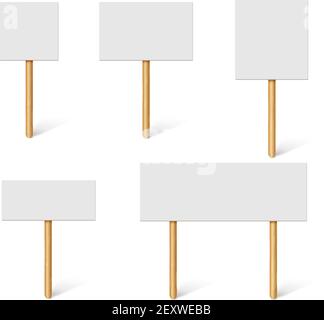 Picket banner frame. Blank demonstration banner mock up. Empty protest ...