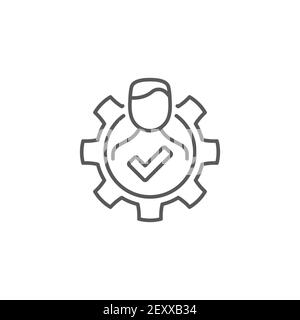 Skills icon with check sign, color, line, outline vector sign, linear ...