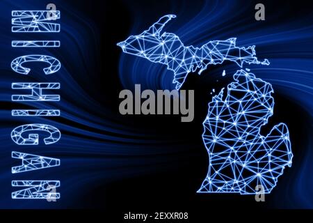Map of Michigan, Polygonal mesh line map, modern colorful map Stock ...