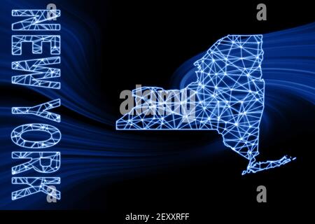 Map of New York, Polygonal mesh line map, modern colorful map Stock ...