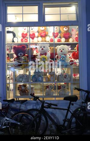 a toy showcase with lovely teddy bears Stock Photo - Alamy