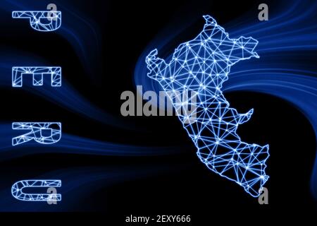 Map of Peru, Polygonal mesh line map, modern colorful map Stock Photo ...