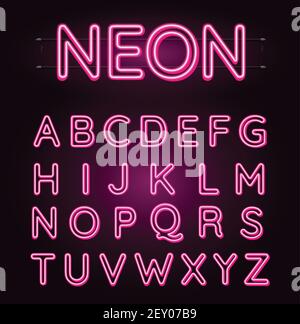 Disco type font with glowing light bulbs, vector alphabet letters ...