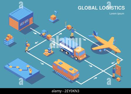 Post service flowchart with mail delivery isometric symbols vector ...