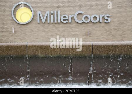 The MillerCoors brewery in Milwaukee, Wisconsin. Beer packaging line ...