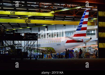 Assembly and production line of a commercial airplane for Anerican ...