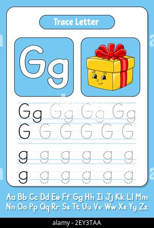 Alphabet printable flashcard with letter G. Cartoon cute goose animal ...