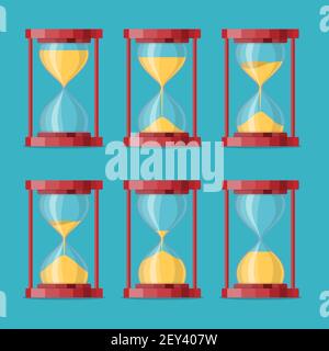 Hourglass animation sprite sheet. Glass clock with falling sand ...