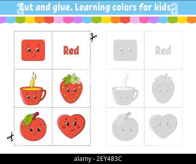 Learning colors for kids. Cut and play. Cute cartoon characters ...