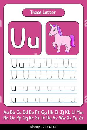 Unicorn font. Cartoon style alphabet with cute unicorn horn and rainbow ...