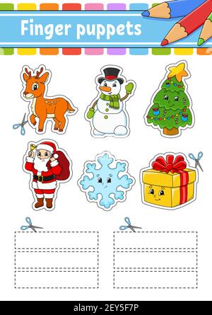 Finger puppets. Activity Game for kids. Christmas theme. Cute ...