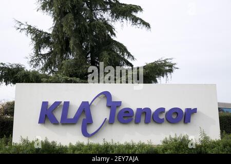 A logo sign outside the headquarters of the KLA-Tencor Corporation, in ...