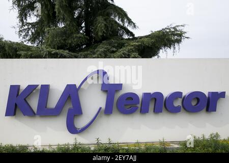 A logo sign outside the headquarters of the KLA-Tencor Corporation, in ...