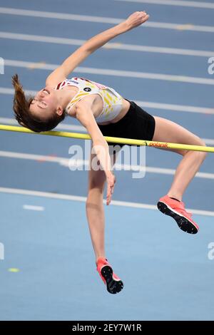 Merel Maes pictured in action during a training ahead of the European ...