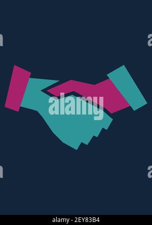 Handshake. Illustration on an abstract blue background Stock Photo - Alamy