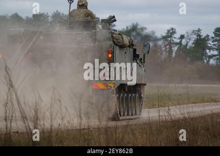 british army FV512 warrior MRV preparing to tow a stricken warrior ...