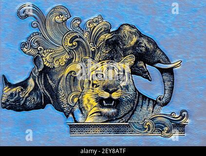 Fragment of old 10 Indian rupee reverse cut for design purpose Stock ...