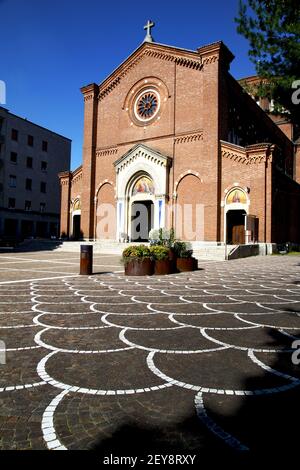 rose window lombardy in the castellanza old tower tile Stock Photo - Alamy
