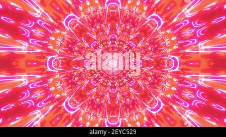 A vibrant illustration of neon coral toned kaleidoscope background ...