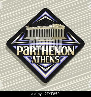Vector logo for Athens, black decorative badge with illustration of ...