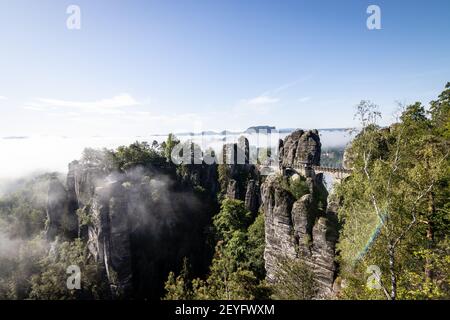 A mesmerizing shot of Bastei, a rock formation in Germany Stock Photo ...