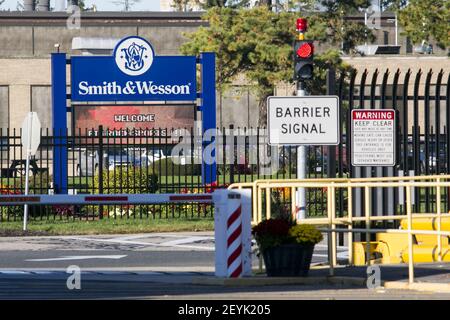 The entrance to the headquarters and factory of gun maker Smith ...