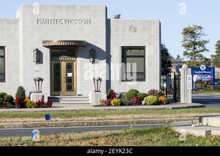 The entrance to the headquarters and factory of gun maker Smith ...