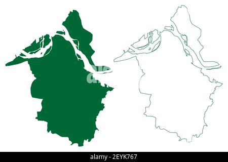 Munger district (Bihar State, division, Republic of India) map vector ...