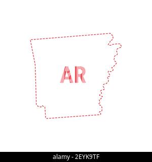 Arkansas US state red outline map with the handwritten heart shape ...