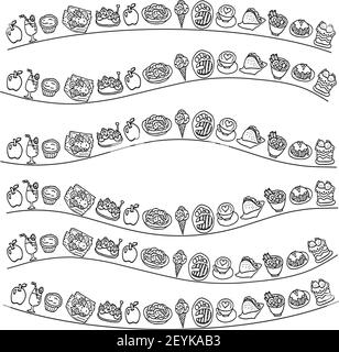 vector cartoon food set background border frame Stock Photo - Alamy