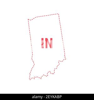 Indiana US state outline map with the handwritten state name ...