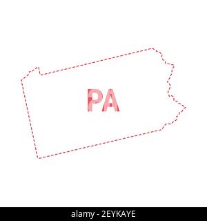 Pennsylvania US state outline map with the handwritten state name ...