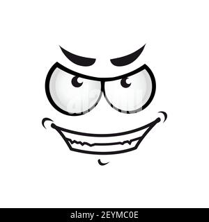 Grumpy angry wicked emoticon isolated bad emoji. Vector cartoon ...
