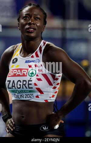 Belgian athlete Anne Zagre pictured after the women's 100m hurdles heat ...