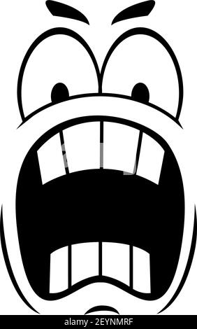 Scared smile emoticon emoji line art icon. Vector isolated cartoon ...