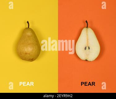 Creative layout made of Pears. Pears macro studio photo. High ...