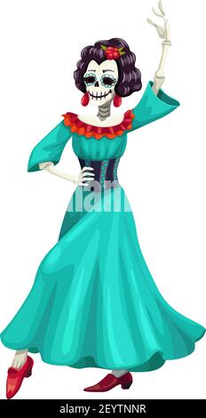 Day of the dead Catrina dancer holiday character, dia de los muertos ...