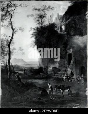 Adam Pijnacker - Landschap met de verkondiging aan de herders Stock ...