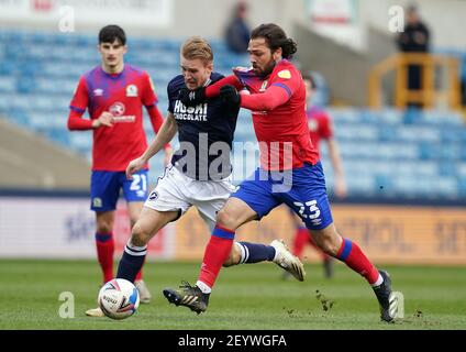 Millwall's Billy Mitchell and Blackburn Rovers' Bradley Dack (right ...
